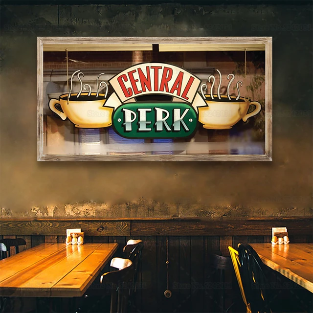 Central Perk Cafe Metal Sign Wall Art LED Light, Friends, 47% OFF