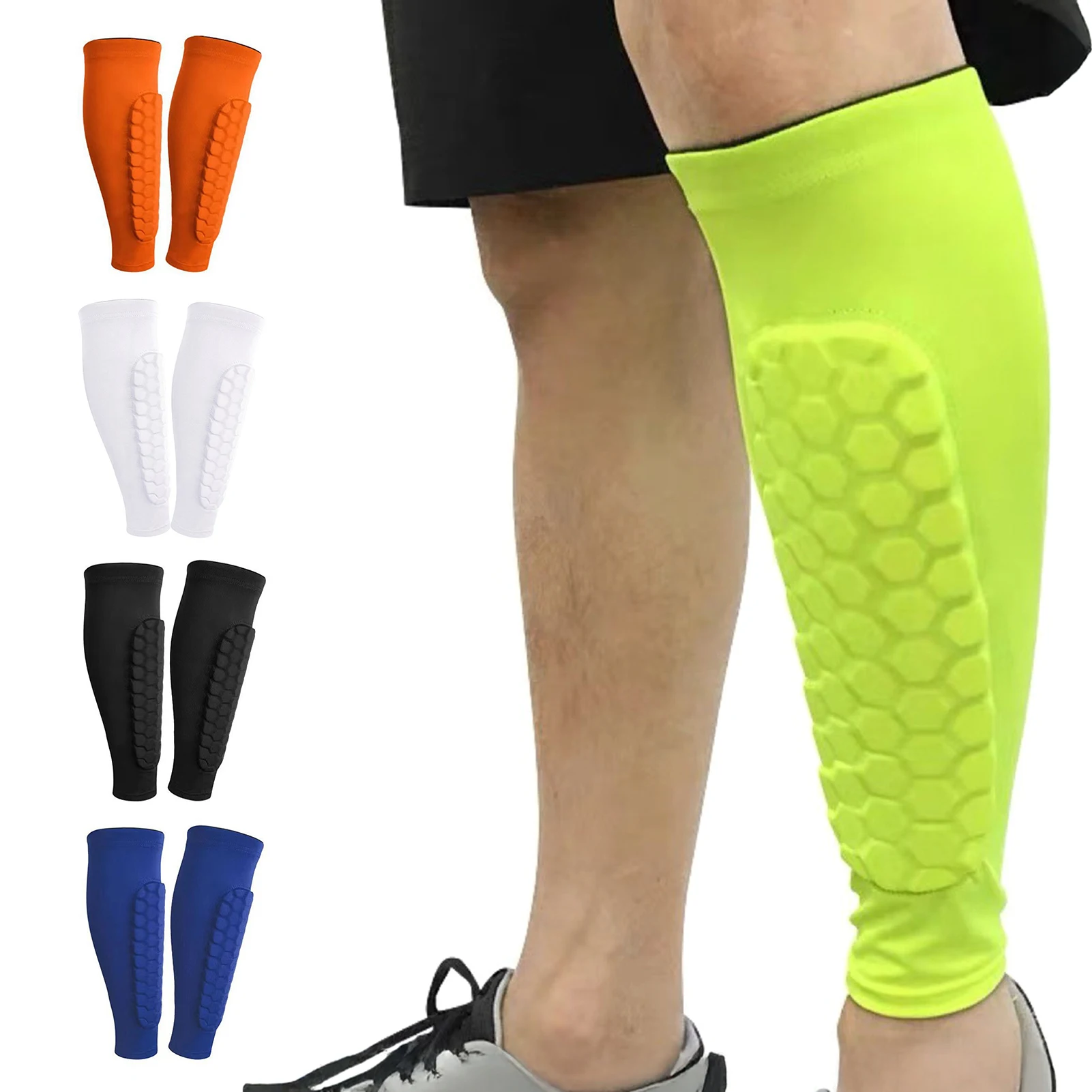 2pcs Shin Guards Football Basketball with Honeycomb Padding Breathable ...