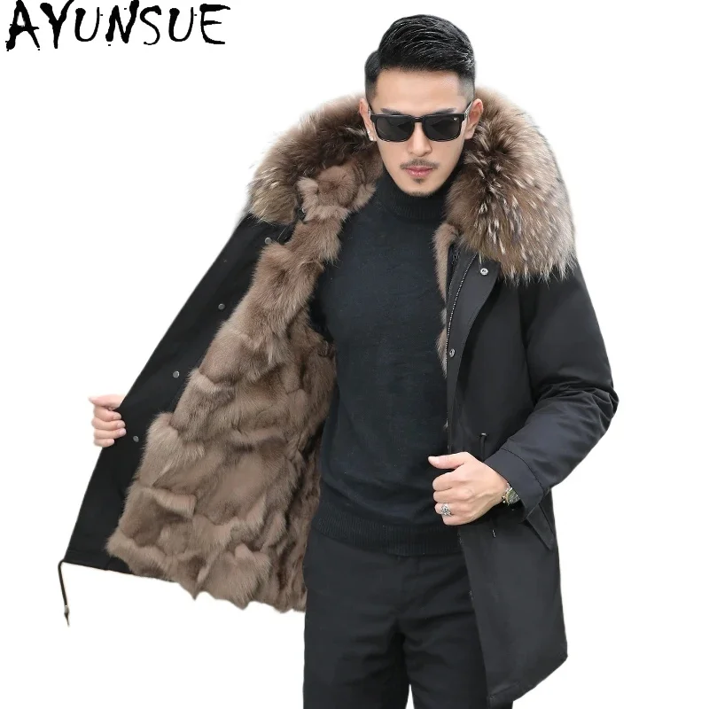 AYUNSUE Fashion Winter Jacket Men Clothing Clothes Men’s Parkas Long ...