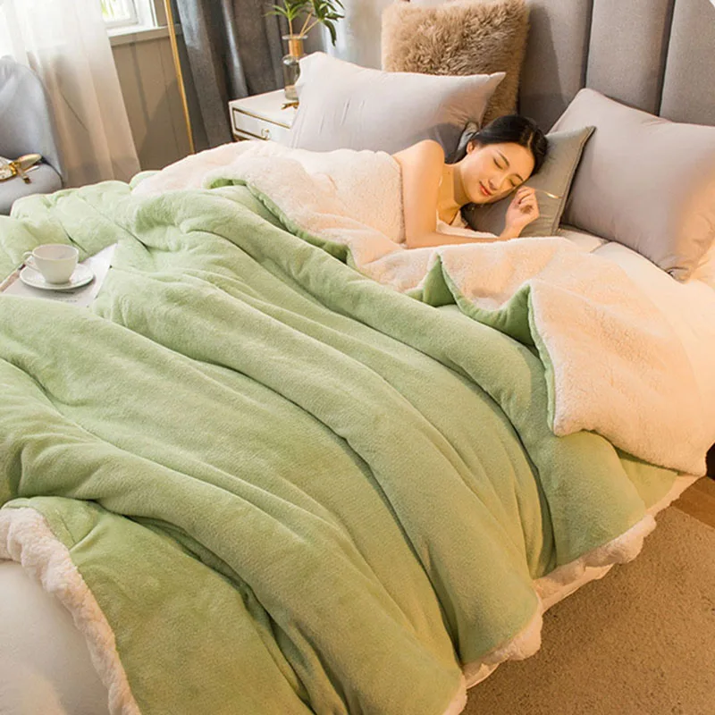 Imitation Lamb's Wool Dual Use Duvet Cover Autumn Winter Warm Comforter ...