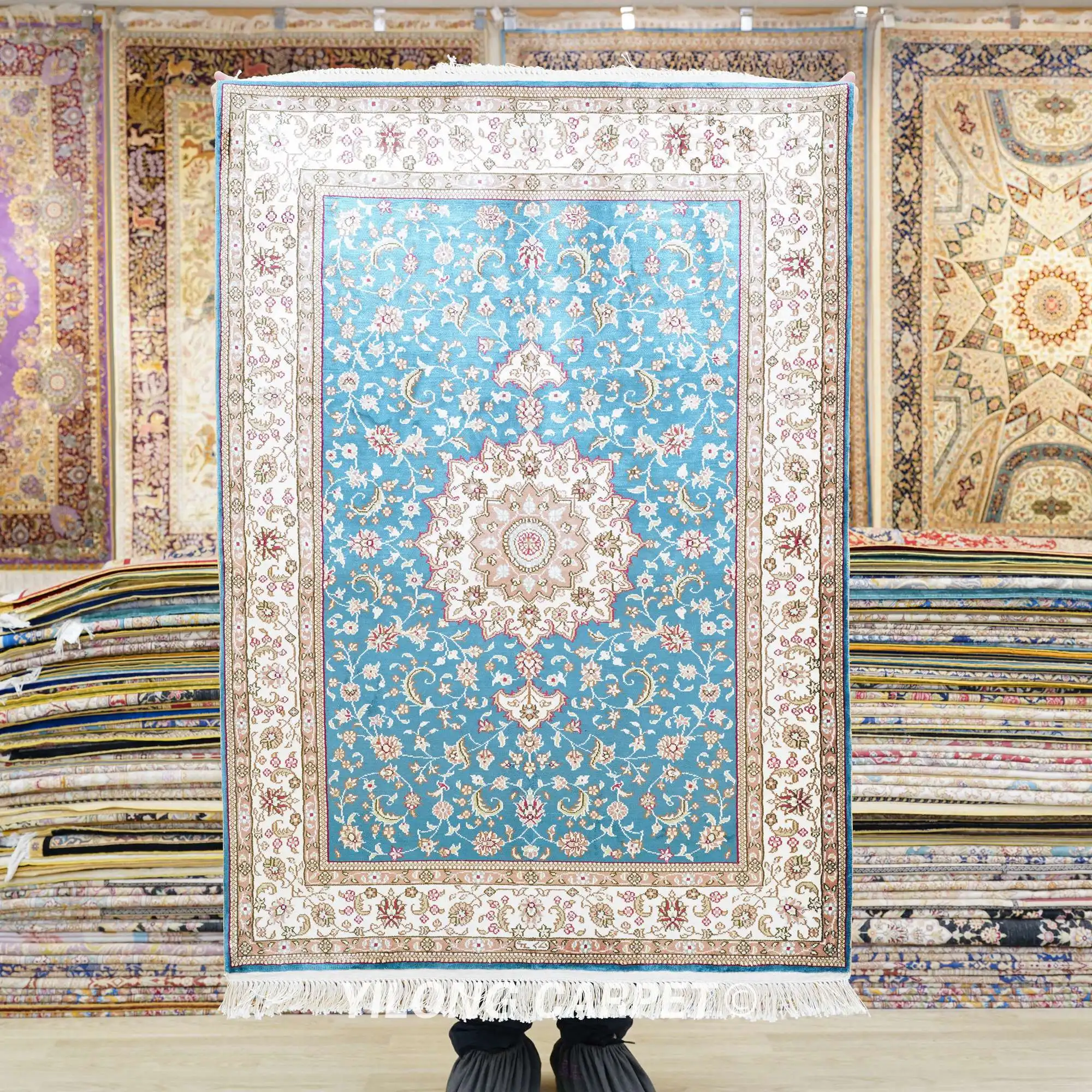 2.75'x4' Persian Silk Carpet Blue Vantage Exquisite Turkish Exquisite ...