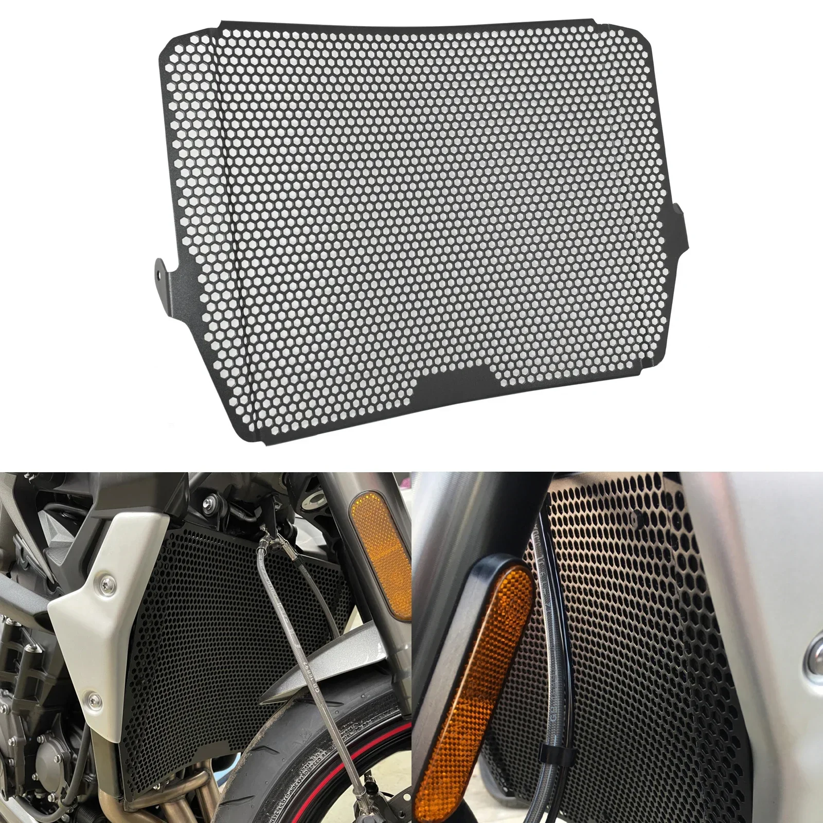 Black-Motorcycle-Radiator-Water-Cooler-Grille-Guard-Cover-Protector-For ...