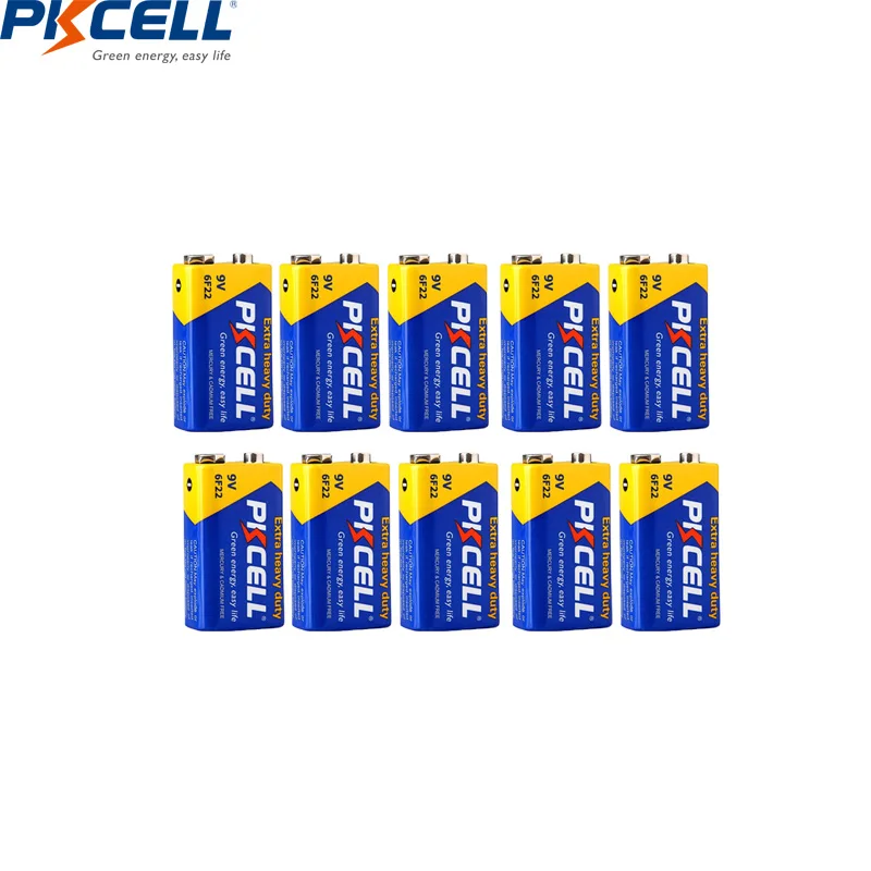 10pcs-PKcell-6F22-9V-battery-PPP3-6lr61-Super-Heavy-Duty-Dry-Batteries ...