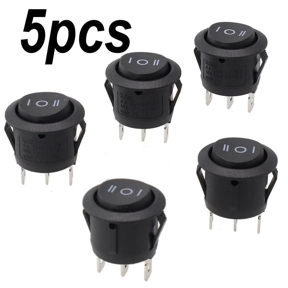 5pcs On/Off/On Black Round Rocker Switch Car Automotive 20mm SPDT 2 Way ...