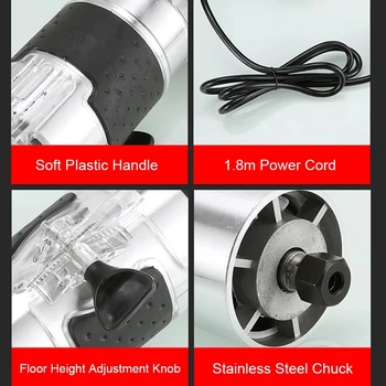 800W 30000RPM Wood Router Machine Woodworking Electric Trimmer 1/4 Inch ...