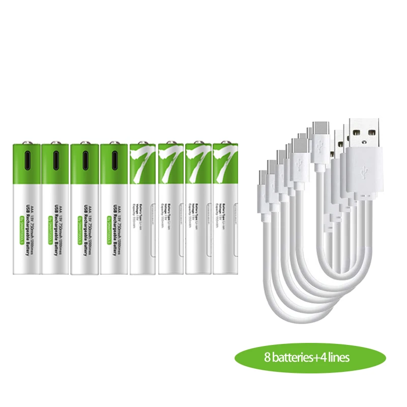 aaa usb rechargeable battery 1.5v 750mWh 1-20pcs aaa rechargeable ...