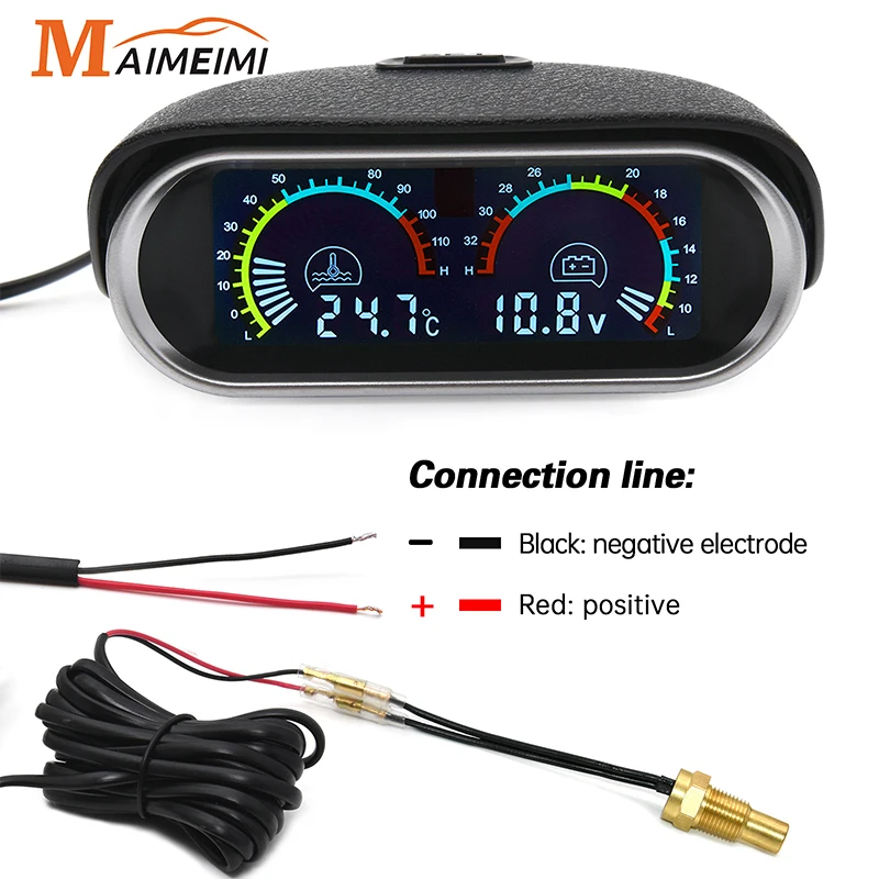 Universal-2-in-1-LCD-Car-Digital-Horizontal-Water-Temp-Gauge-Voltmeter ...
