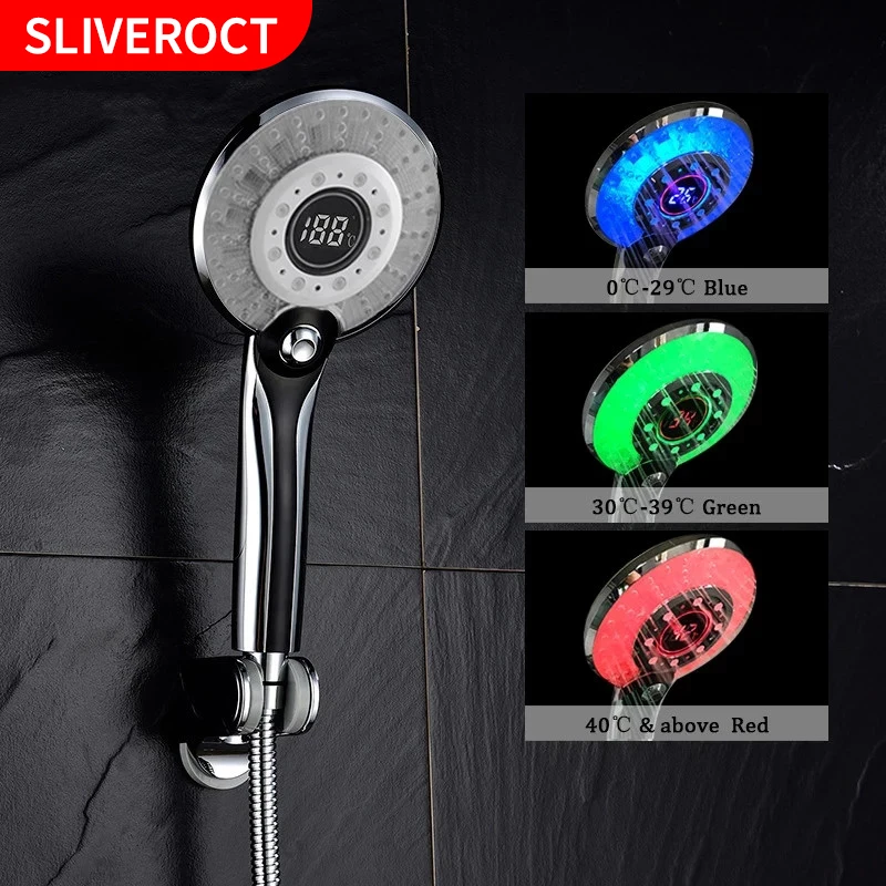 Led-Shower-Head-Bathroom-Digital-Temperature-Control-3-Spraying-Mode ...