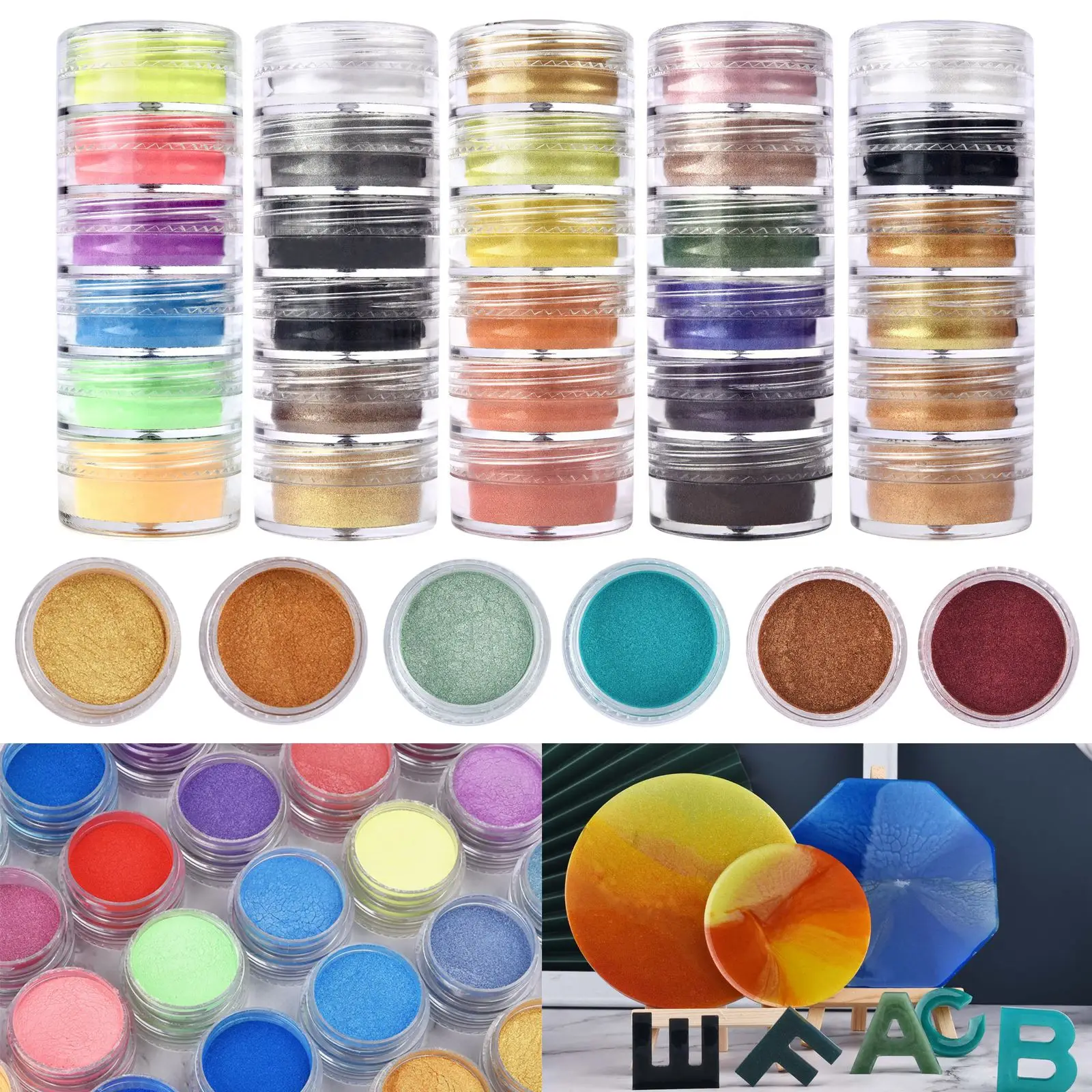 6 Colors/Set Pearlescent Powder Resin Pigment Natural Mica Mineral ...