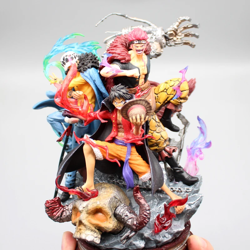 One Piece Anime Figure 22cm Luffy Kidd Law 3 Captains Pvc Figurine ...