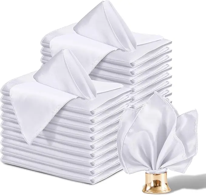 72 Pcs White Satin Napkins 30 X 30cm Square Soft Table Dinner Napkins ...