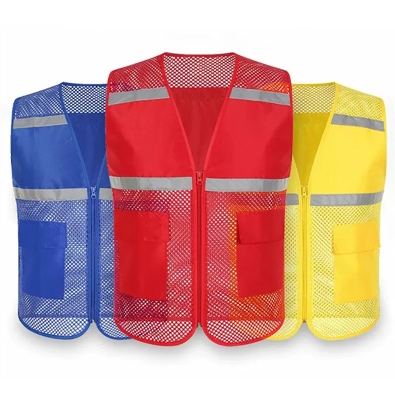 Fluorescent-Volunteer-Vest-with-Reflective-Strips-Men-Mesh-Multi-Color ...