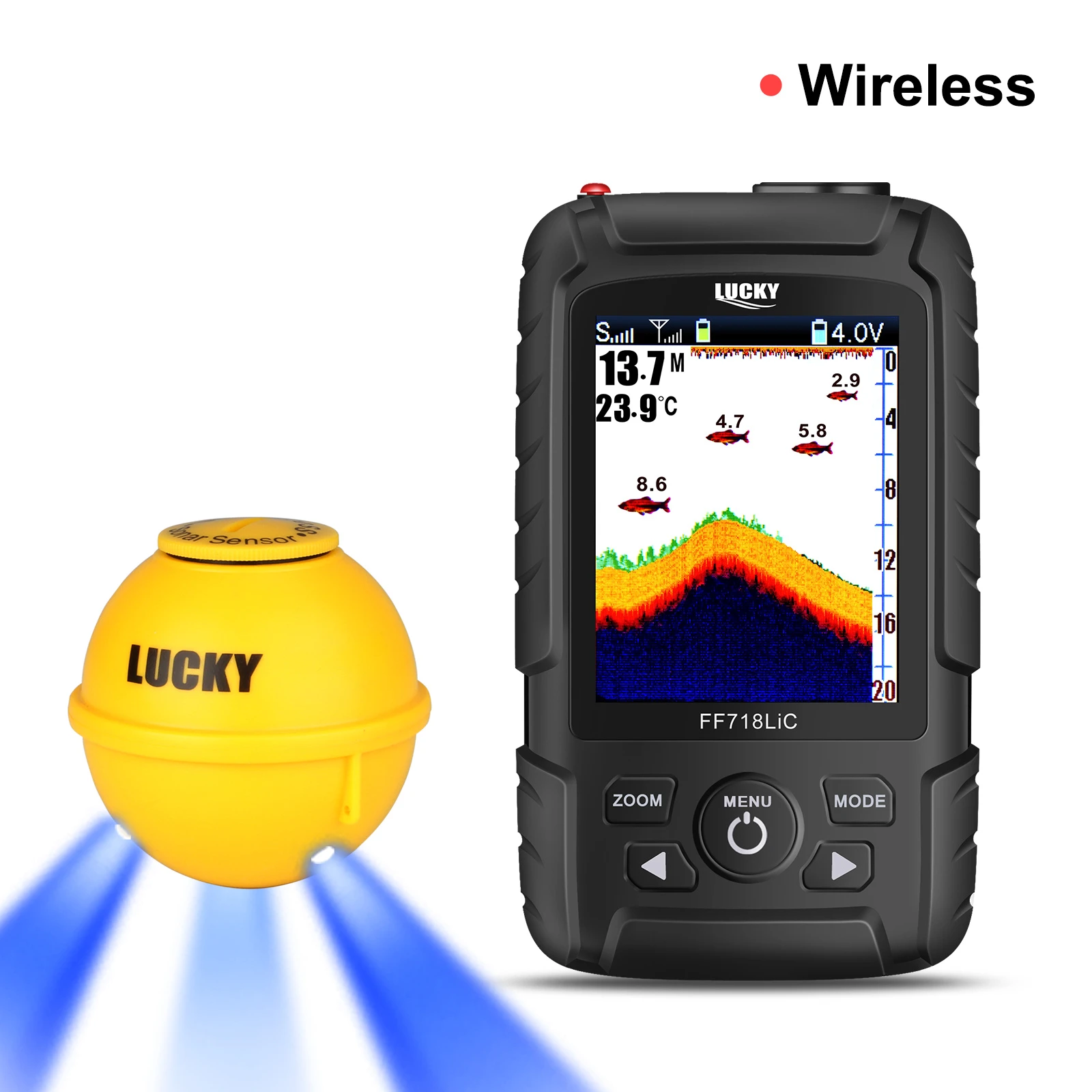 Lucky Ff718lic-wla Wireless Portable Fish Finder 45m/147feet Sonar ...