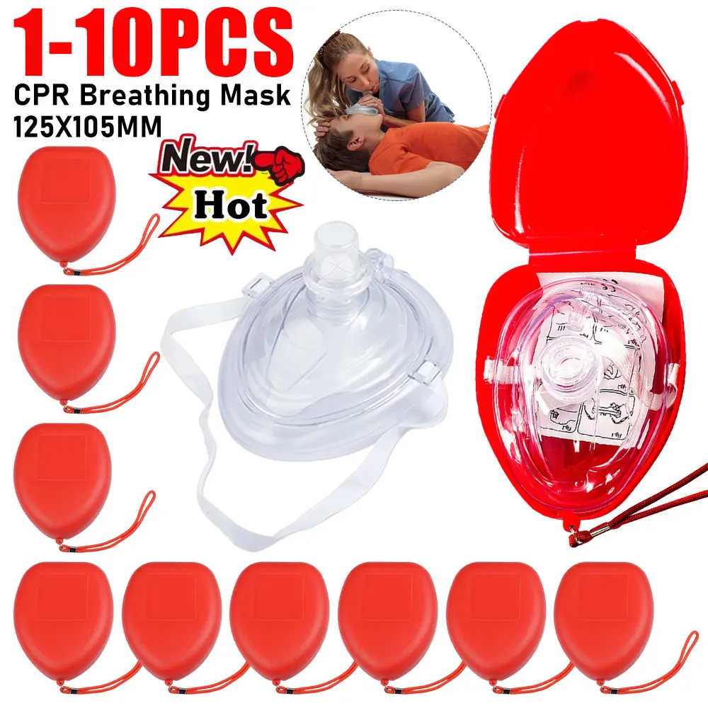 1-10PCS First Aid CPR Breathing Mask One-Way Artificial Respiration ...
