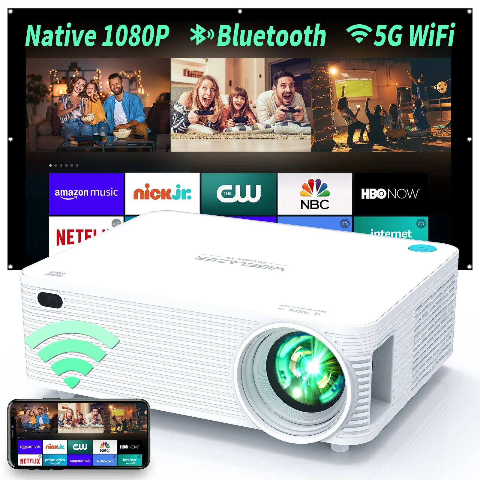 ZAOLIGHTEC A30 9500 Lumens LED Portable Projector Native 1920*1080 HD ...