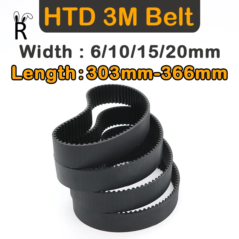 Belt-Length-303mm-366mm-HTD-3M-Timing-Belt-Belt-Width-6-10-15-20mm ...