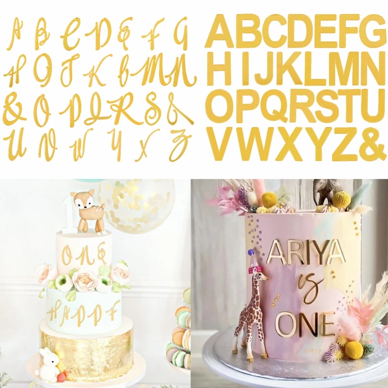 26-letras-del-alfabeto-decoraci-n-de-pastel-acr-lico-dorado-DIY ...