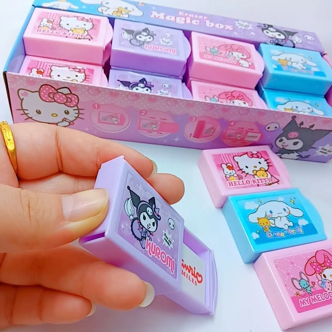 Cartoon Sanrio Kuromi Hello Kitty Magic Box Eraser Cute Hide Erasable ...