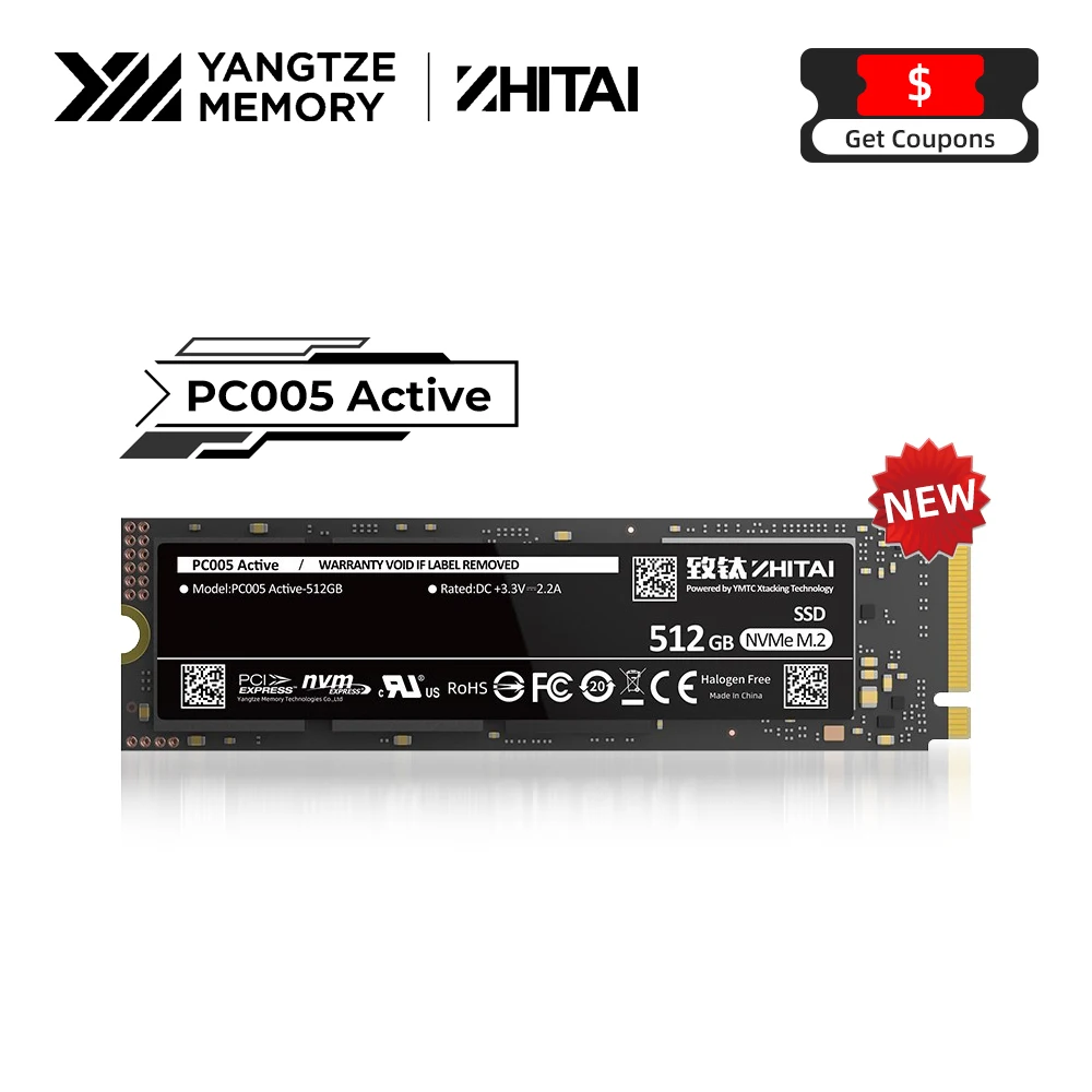 ZHITAI-PC005 SSD NVME ativo M.2 2280, 1TB, 256GB, 512GB, Área de ...