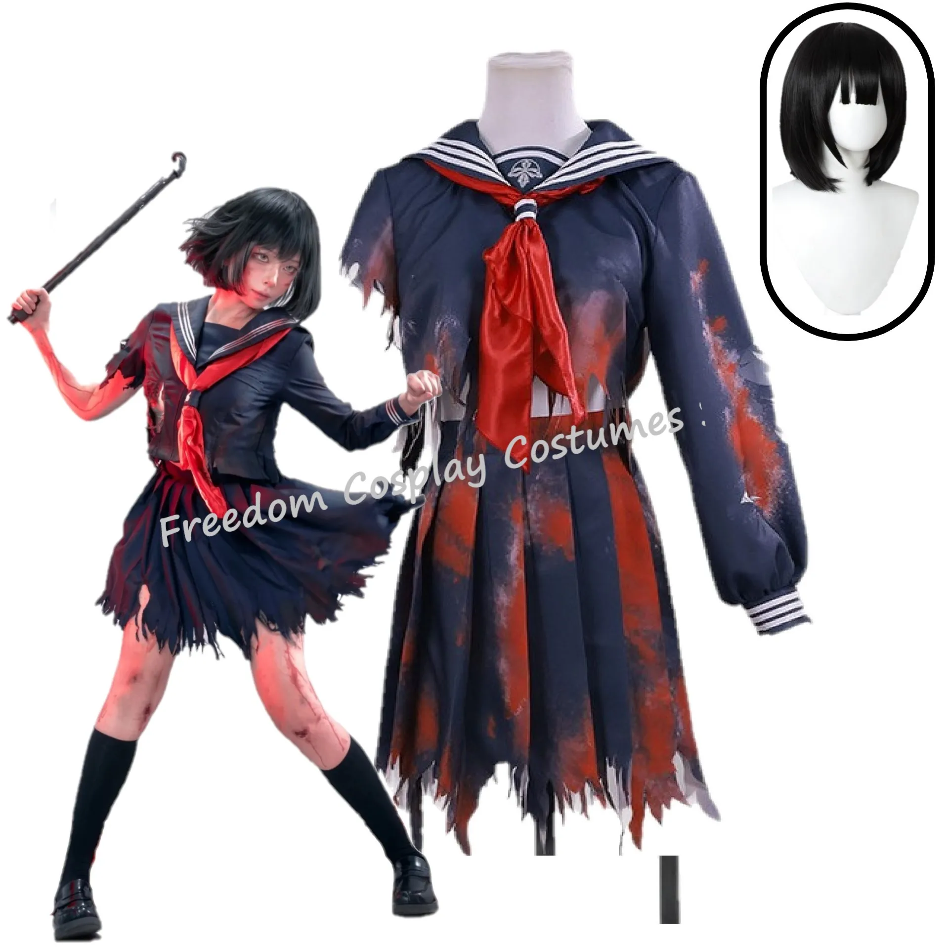 Shimizu Hinako Cosplay Costumes bloody Sailor School Uniform Game ...