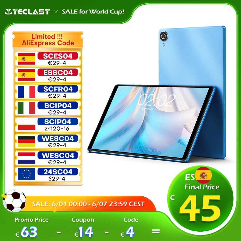 Blue-tablet-Teclast-P25T-Android-12-Allwinner-A133P-4-cores-4GB-RAM-4GB ...