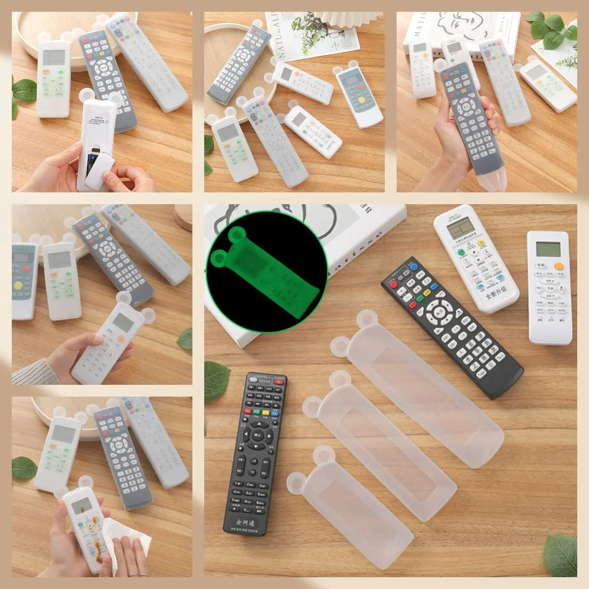 1PC Remote Control Cover Silicone Transparent Bear Ear TV Remote ...