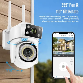 4K 8MP Wifi PTZ Camera Dual Lens IP CCTV Video Surveillance Camera Ai Human Detect Auto Tracking ...