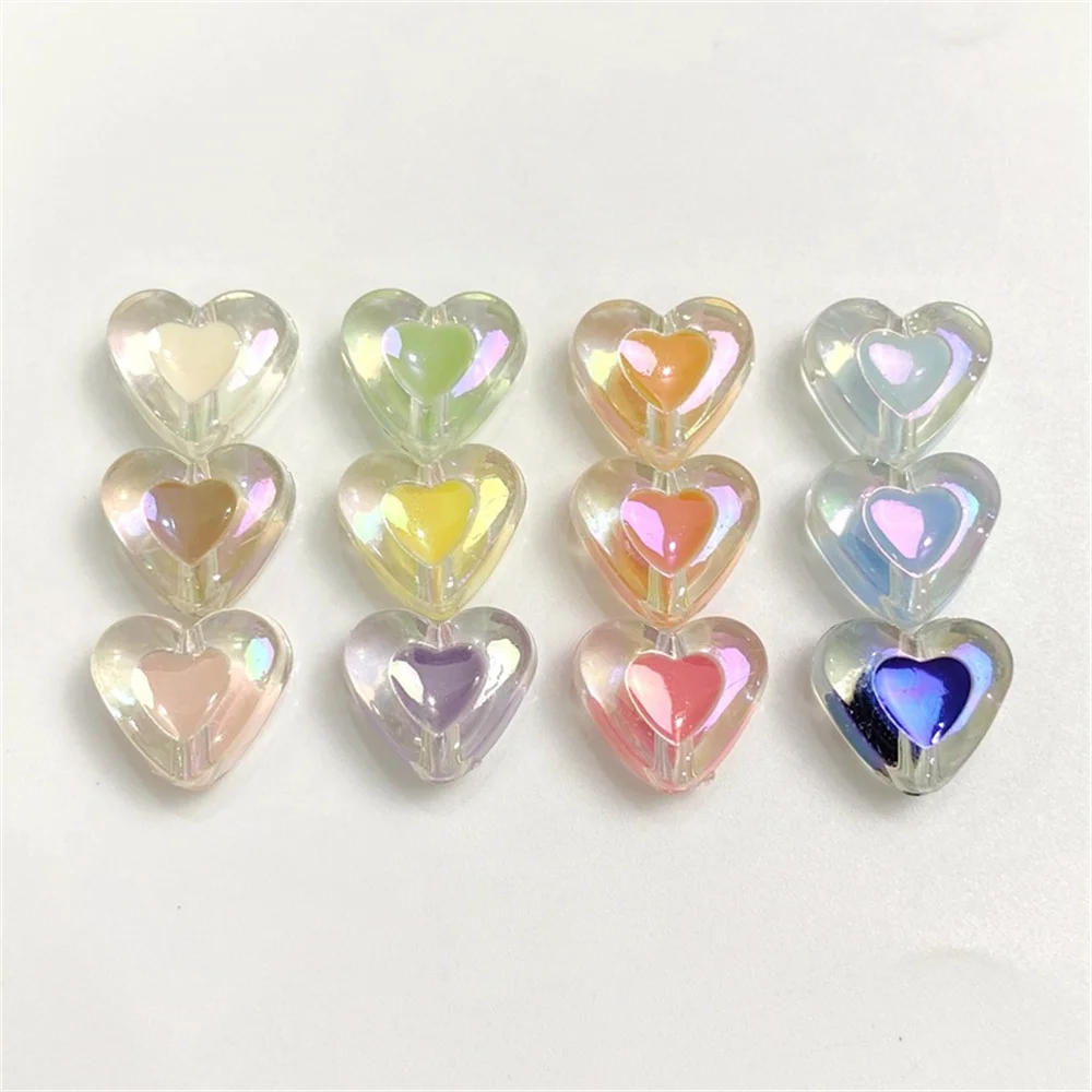 Corazón de amor Diy chica Linda hecha a mano con cuentas de Color amor collar pulsera accesorios ...