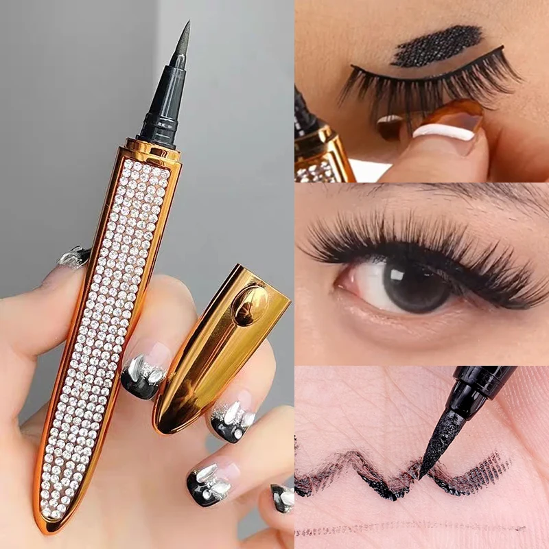2 In 1 Self-adhesive Eyeliner Pen Non Magnetic Long Lasting Eyelashes ...