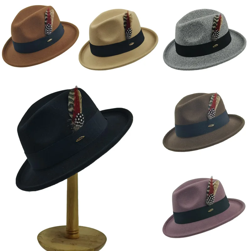 Sombrero-fedora-de-plumas-trilby-Vintage-para-hombre-sombrero-cl-sico ...