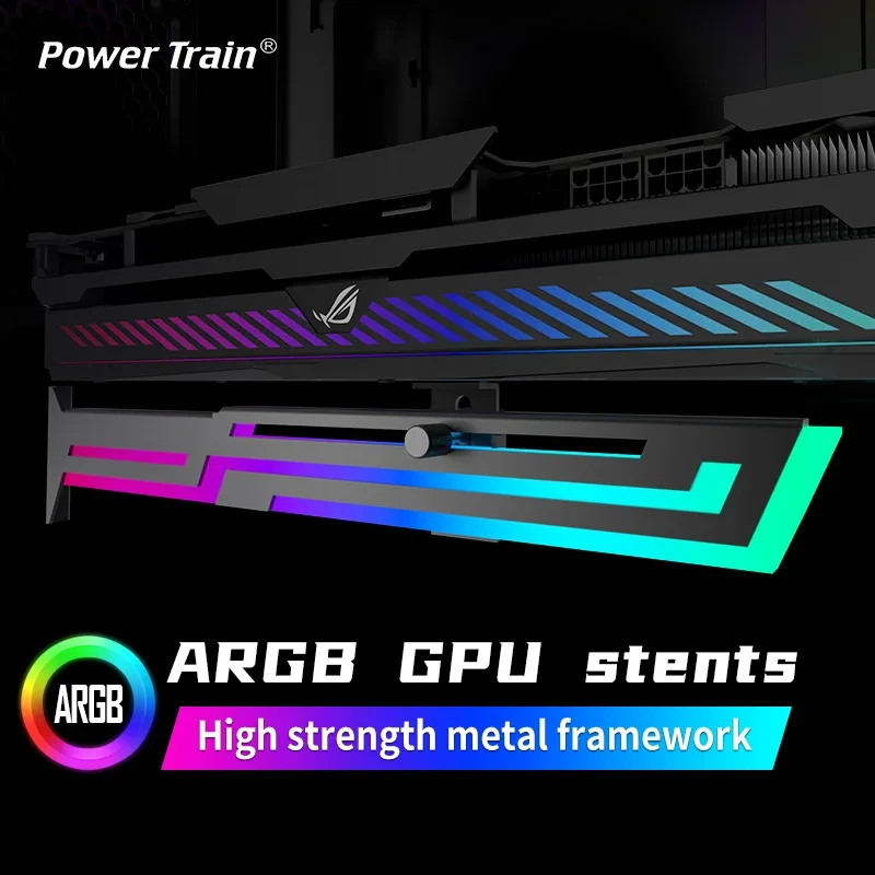 Power-train-ARGB-Graphics-Card-GPU-Holder-Adjustable-Height-Horizontal ...
