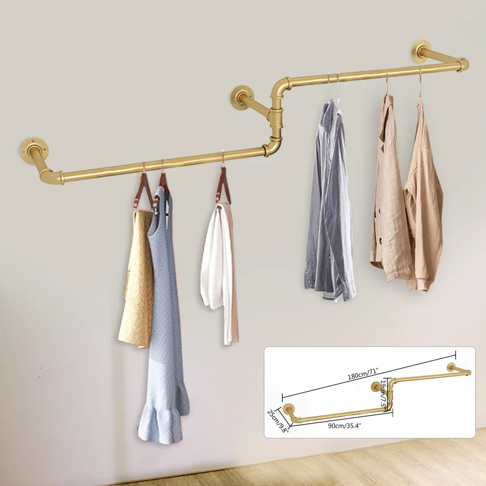 Multi-purpose-Wall-Mounted-Clothes-Rack-Gold-For-Laundry-Room-Entryway ...