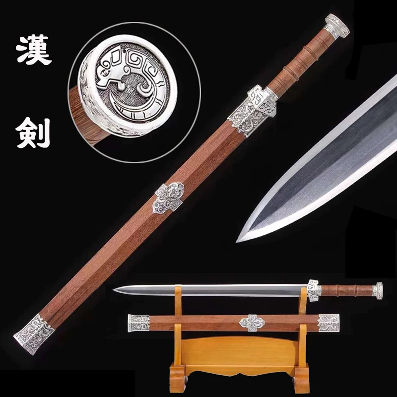Traditional-Chinese-Sword-High-Carbon-Steel-Full-Tang-Log-Wood-Sheath ...