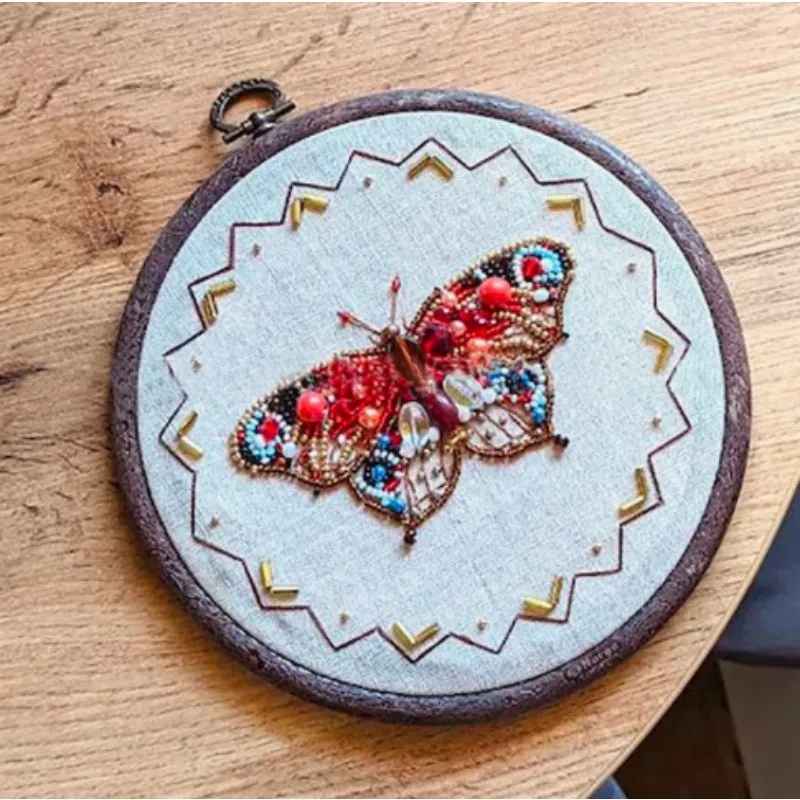 Insects Bees bead embroidery kit with 15cm hoop simple three ...