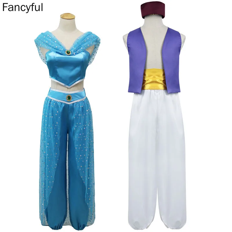 Women Princess Outfit Jasmine Ball Gown Dress Aladdin Cosplay Costume ...