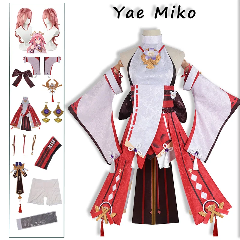 Yae Miko Cosplay para Mulher, Genshin Impact, Yae Miko, Guuji, Rosa ...