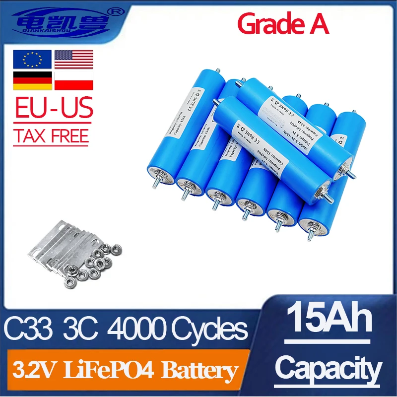 NewGrade-A-3-2V-15Ah-LiFePO4-Battery-C33-Lithium-Phosphate-Cell-for-12V ...