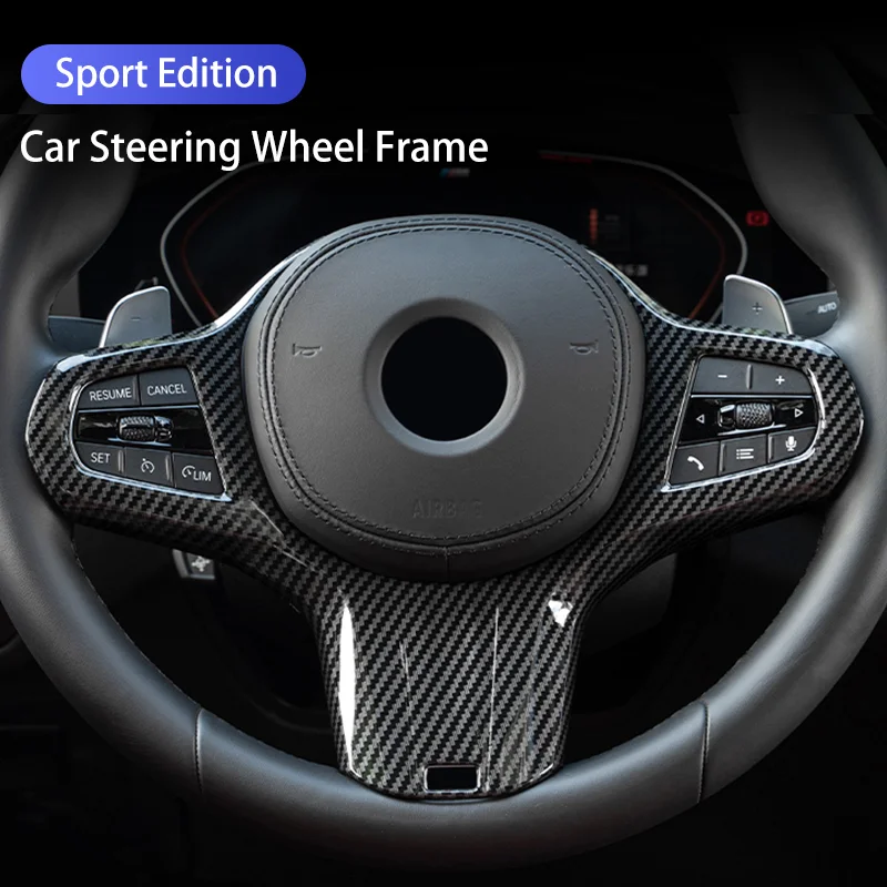 Carbon Fiber Car Steering Wheel Panel Decoration Trim Frame Cover For ...