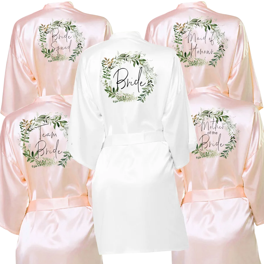 Champagne-bathrobe-bride-satin-silk-kimono-women-bridal-party-sister ...