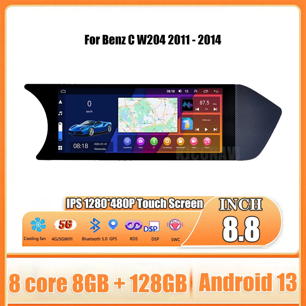 8-8-Inch-Android-13-Touch-Screen-For-Benz-C-W204-2011-2014-Car ...