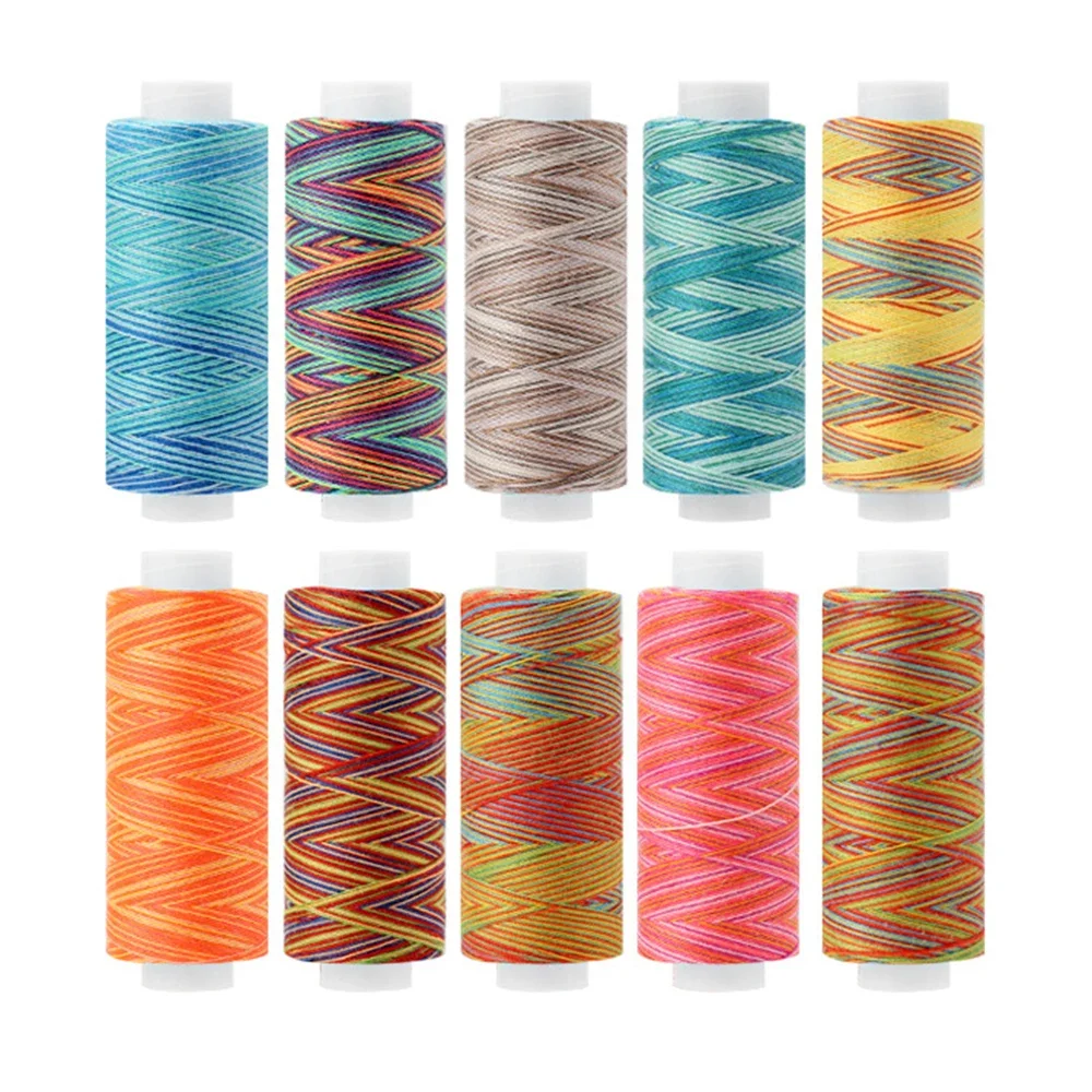 10Colors-Section-Dyed-Rainbow-Sewing-Thread-For-Needlework-Machine-Hand ...