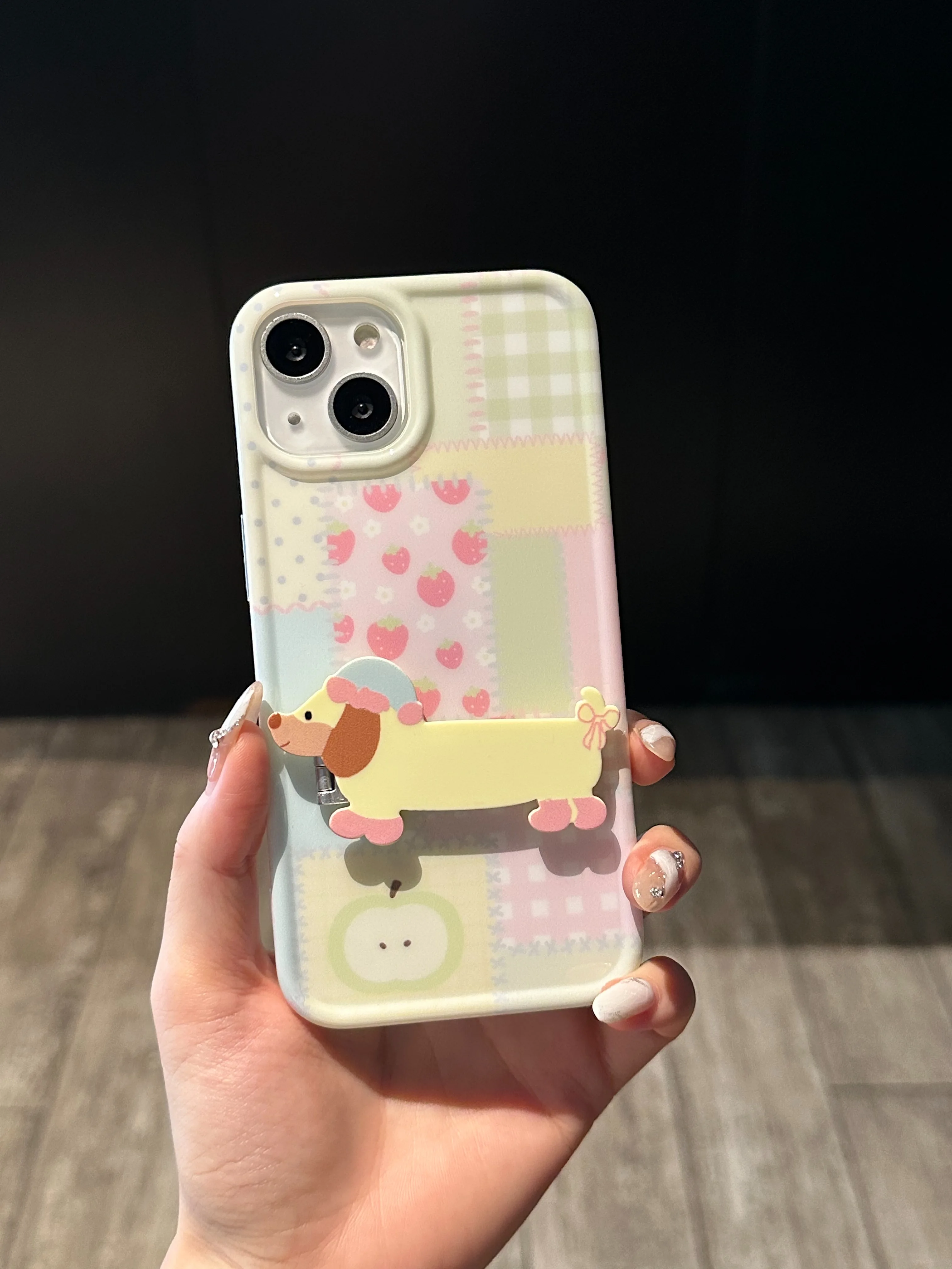 Korean-Ins-Pink-Strawberry-Cute-Cartoon-Dachshund-Bracket-Girl-Puzzle ...