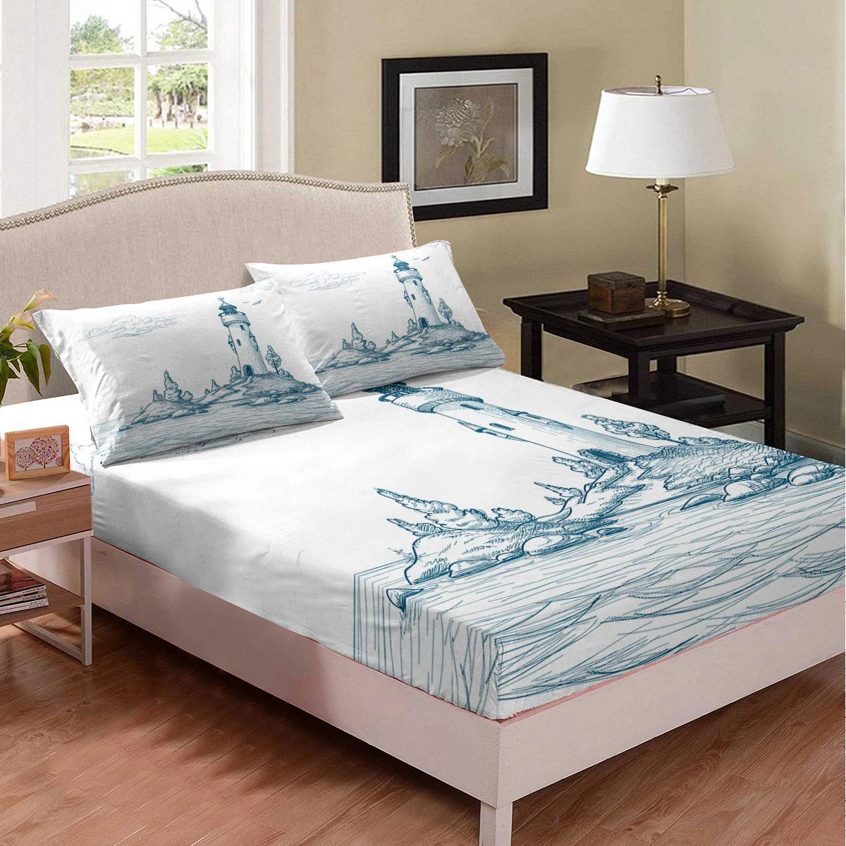 Lighthouse Fitted Sheet | Lighthouse Bed Set | Mountain Sheets ...