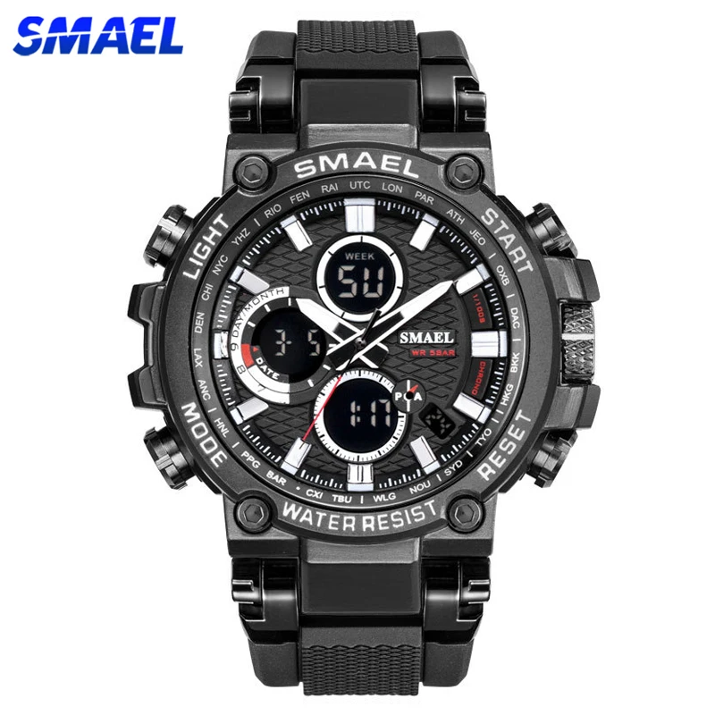 Dual Time Watch Men Sports Watches | Smael Digital Wristwatches - Men ...