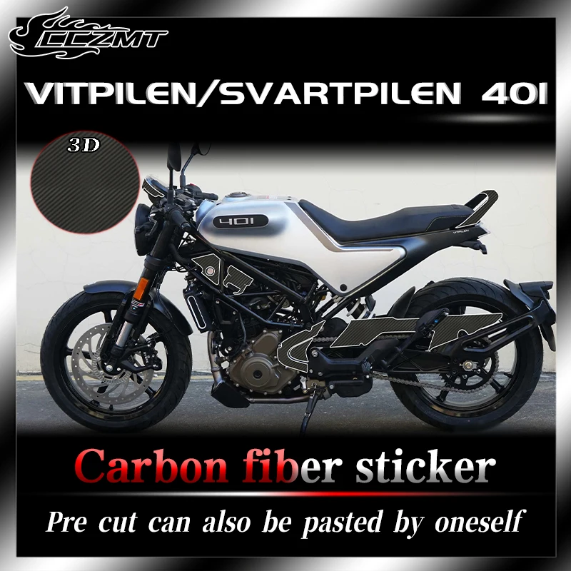 For Husqvarna SVARTPILEN 401 VITPILEN 401 film 3D carbon fiber ...