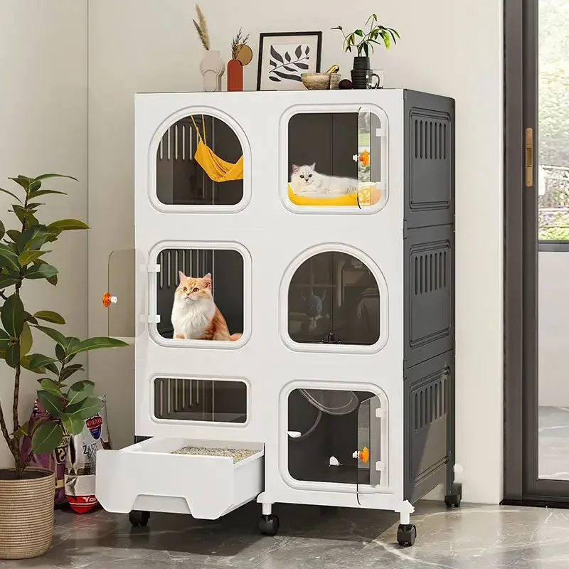 Transparent-Cat-Cages-Home-Indoor-Multi-storey-Cat-Villa-Litter-One ...