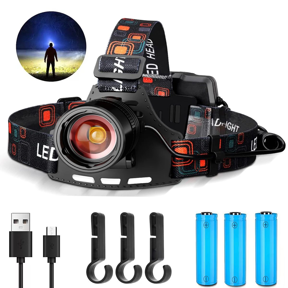 Rechargeable-LED-Headlamp-40H-Long-Battery-Life-Super-Bright-Sensor ...