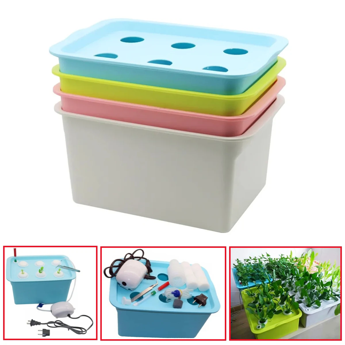 6-Holes-Plant-Site-Hydroponic-Garden-Pots-Planters-System-Indoor-Garden ...