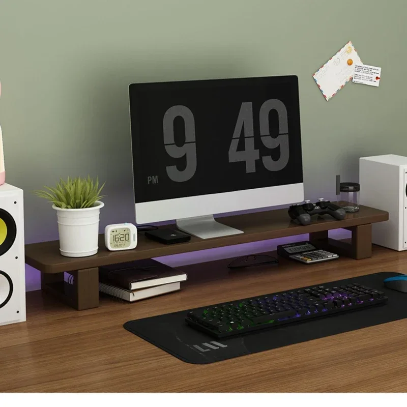 Solid-Wood-Elevated-Shelving-Monitor-Heightened-Base-Desktop-Computer ...