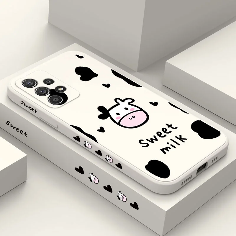 Pequeña funda de vaca Linda para Samsung A54 A34 A14 A73 A53 A33 A23 ...